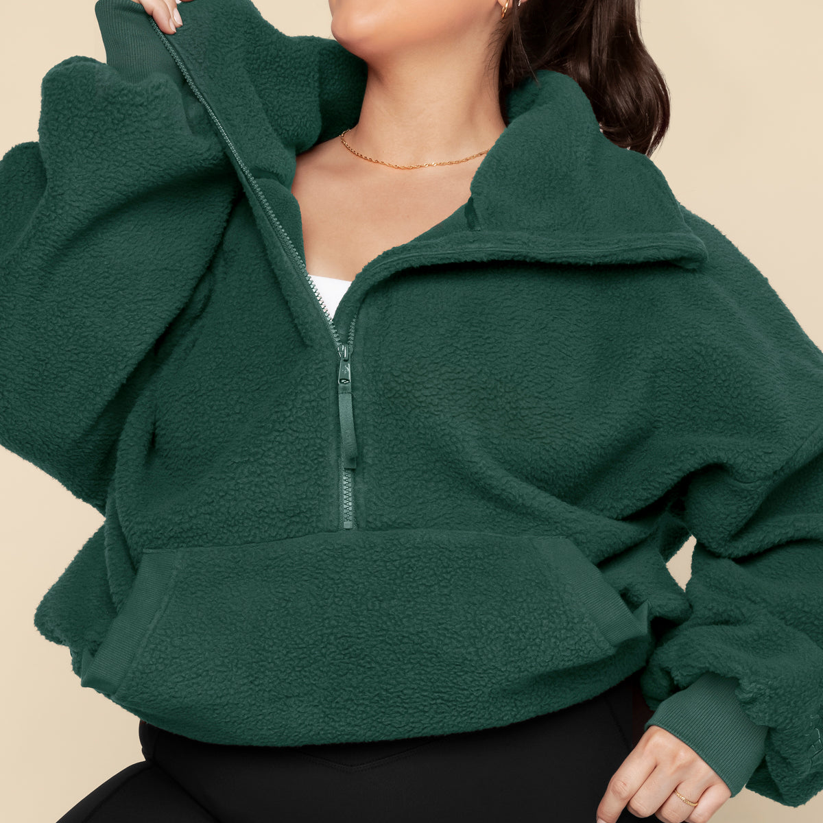 Big Hug Fleece Half Zip Sweater - Pine – POPFLEX®