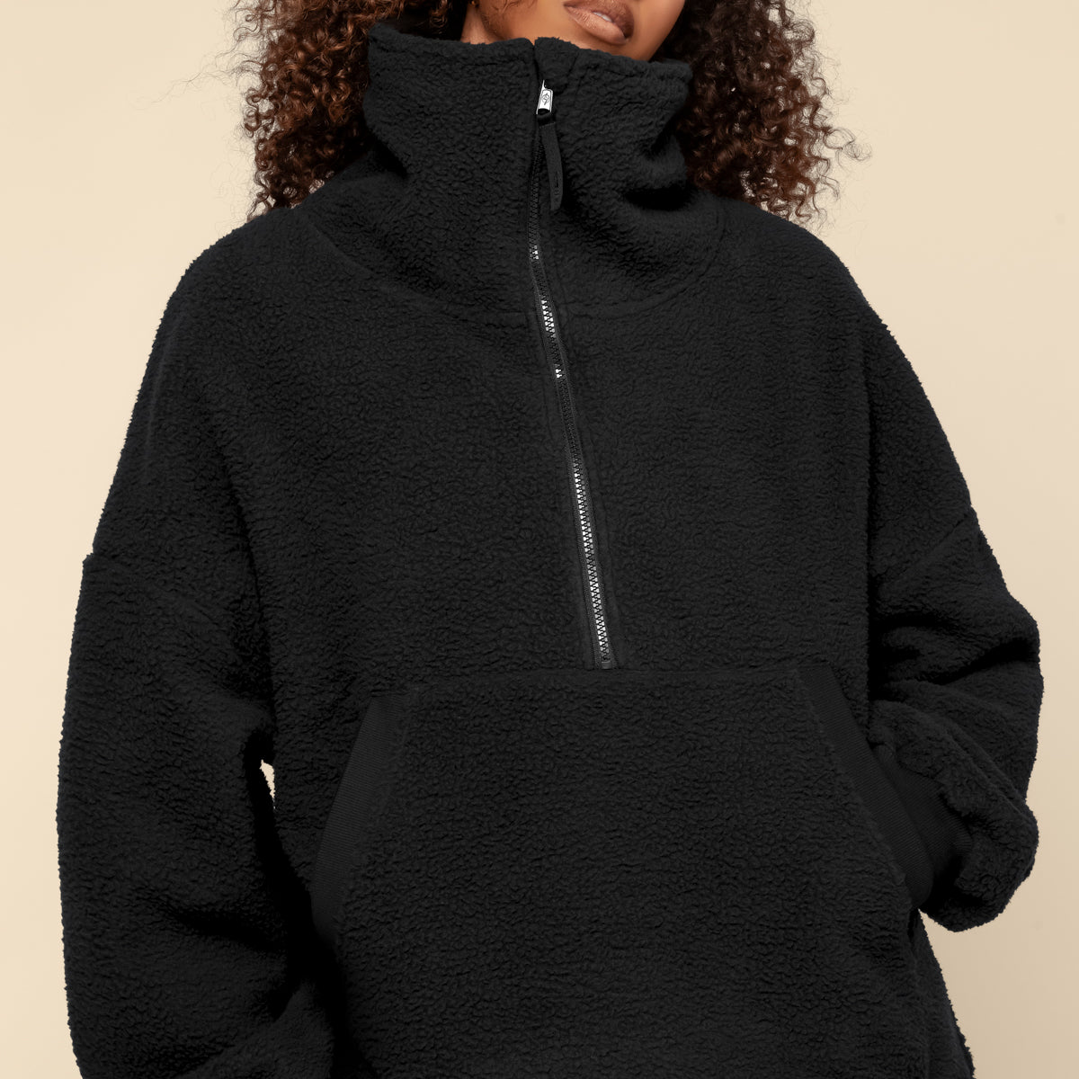 Big Hug Fleece Half Zip Sweater - Black – POPFLEX®