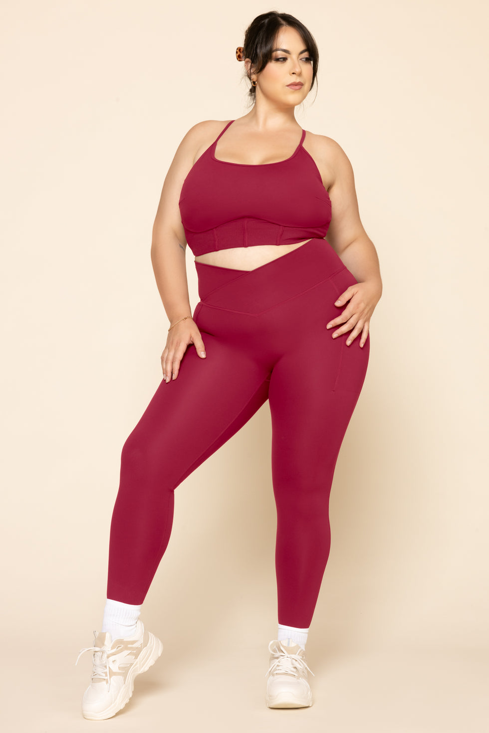 Crisscross Hourglass® Legging with Pockets - Ruby – POPFLEX®