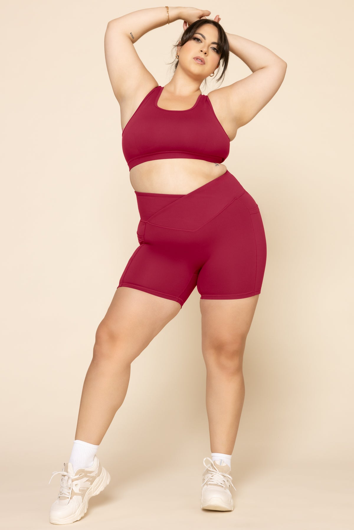 Crisscross Hourglass® Midi Shorts with Pockets - Ruby – POPFLEX®