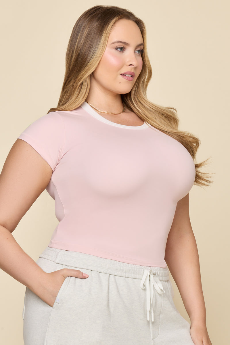 Call Me Baby Ringer Tee - Pink/White – POPFLEX®