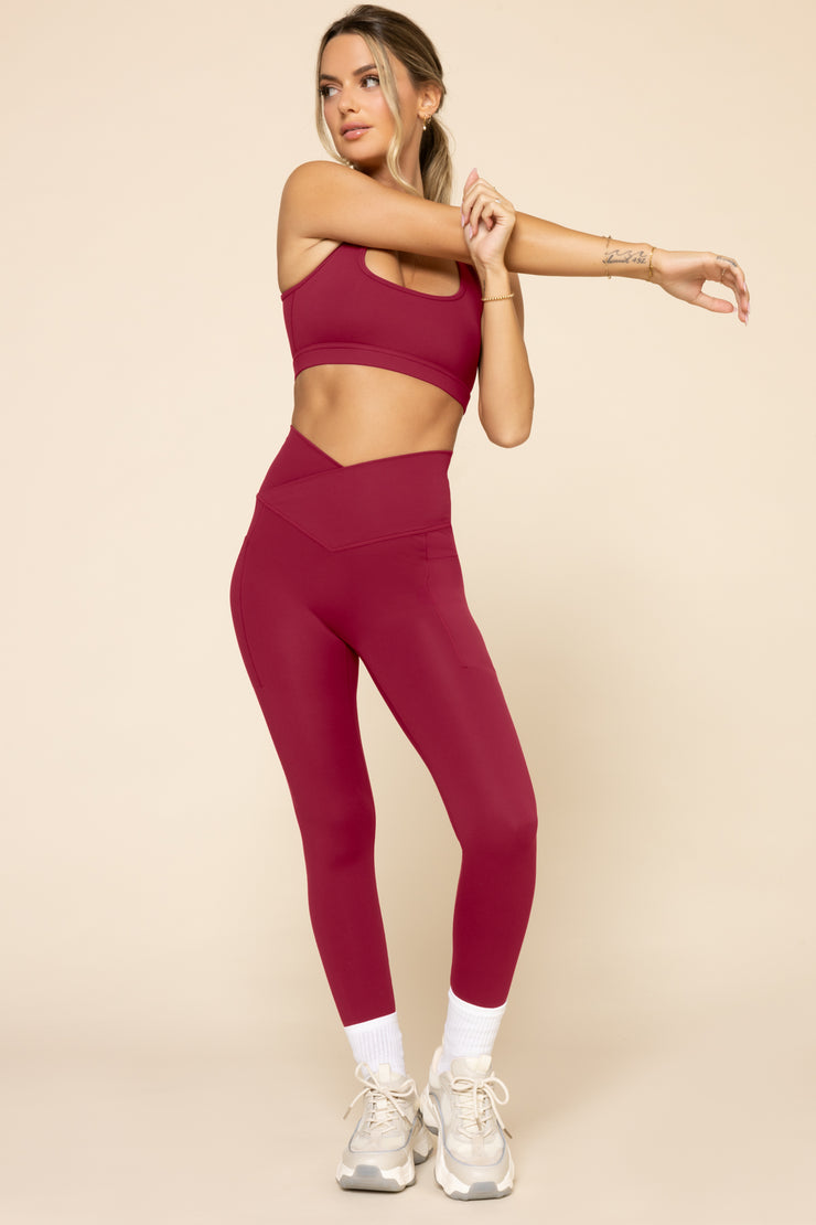 Crisscross Hourglass® Legging with Pockets - Ruby – POPFLEX®