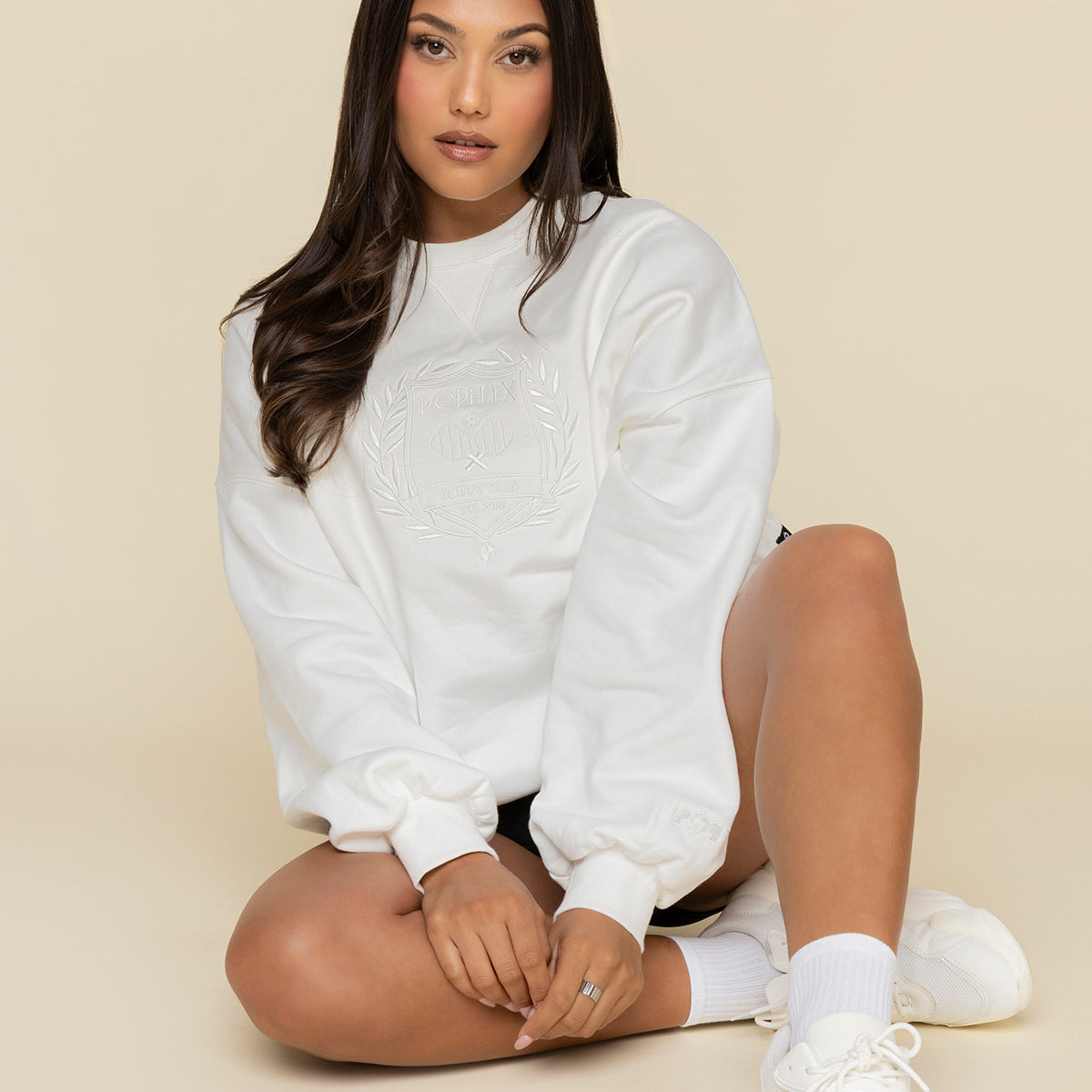 POPFLEX® Active Club Cloud Crewneck Sweater - White