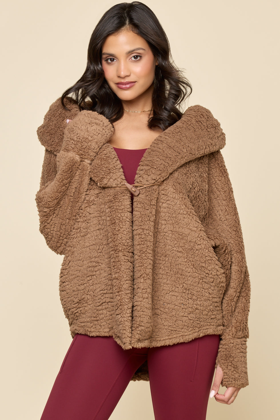 Faux Sherpa Cocoon Coat - Teddy Bear Brown – POPFLEX®