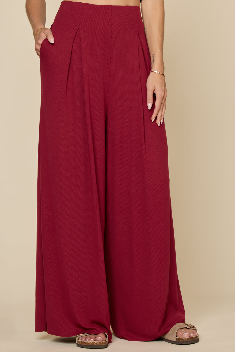 Go with the Flow Wide Leg Pant - Deep Cherry – POPFLEX®