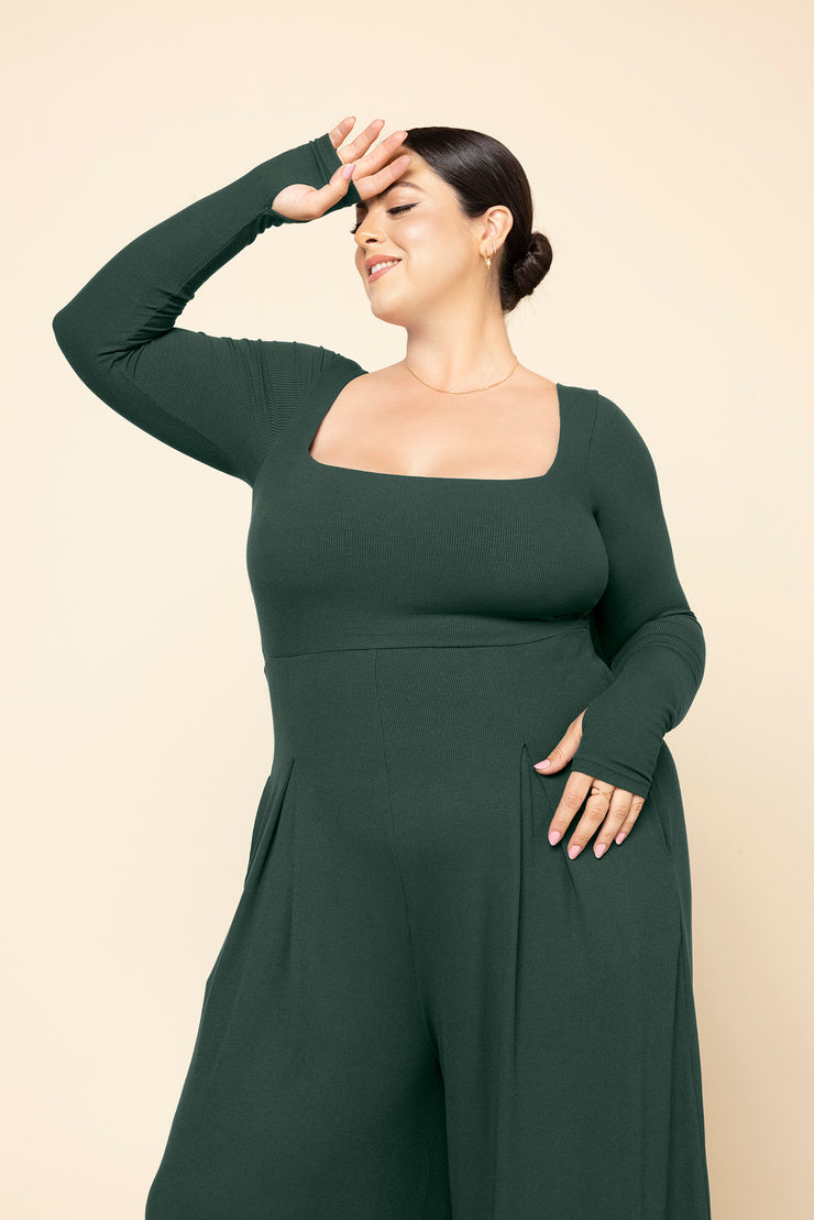 Go With The Flow Long Sleeve Jumpsuit - Pine – POPFLEX®