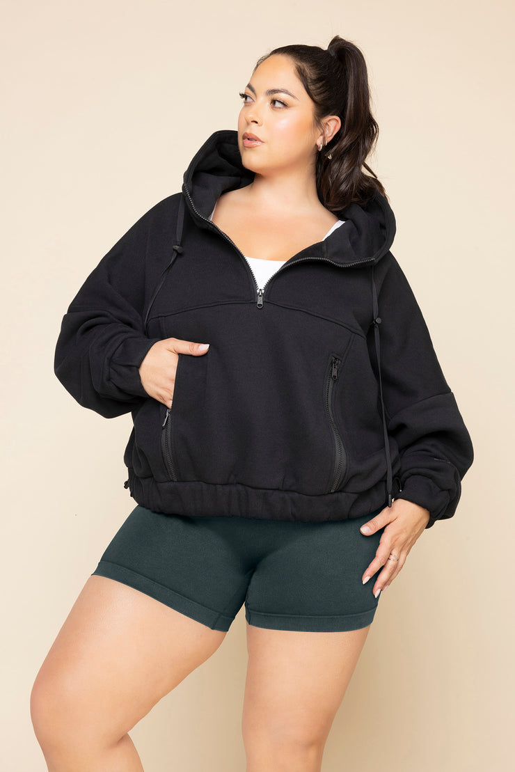 Half Zip Warm Up Hoodie - Black – POPFLEX®