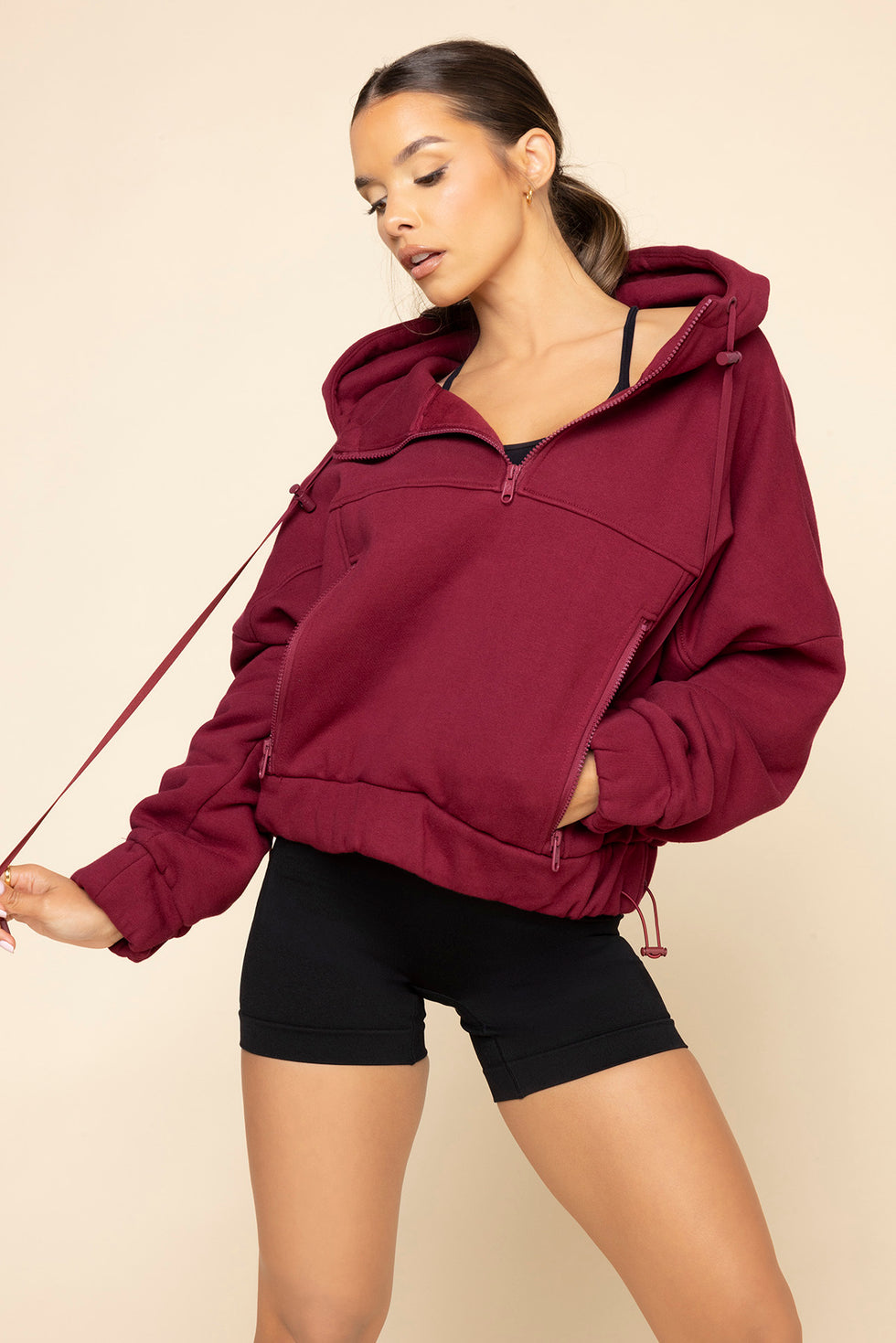 Half Zip Warm Up Hoodie - Crimson – POPFLEX®