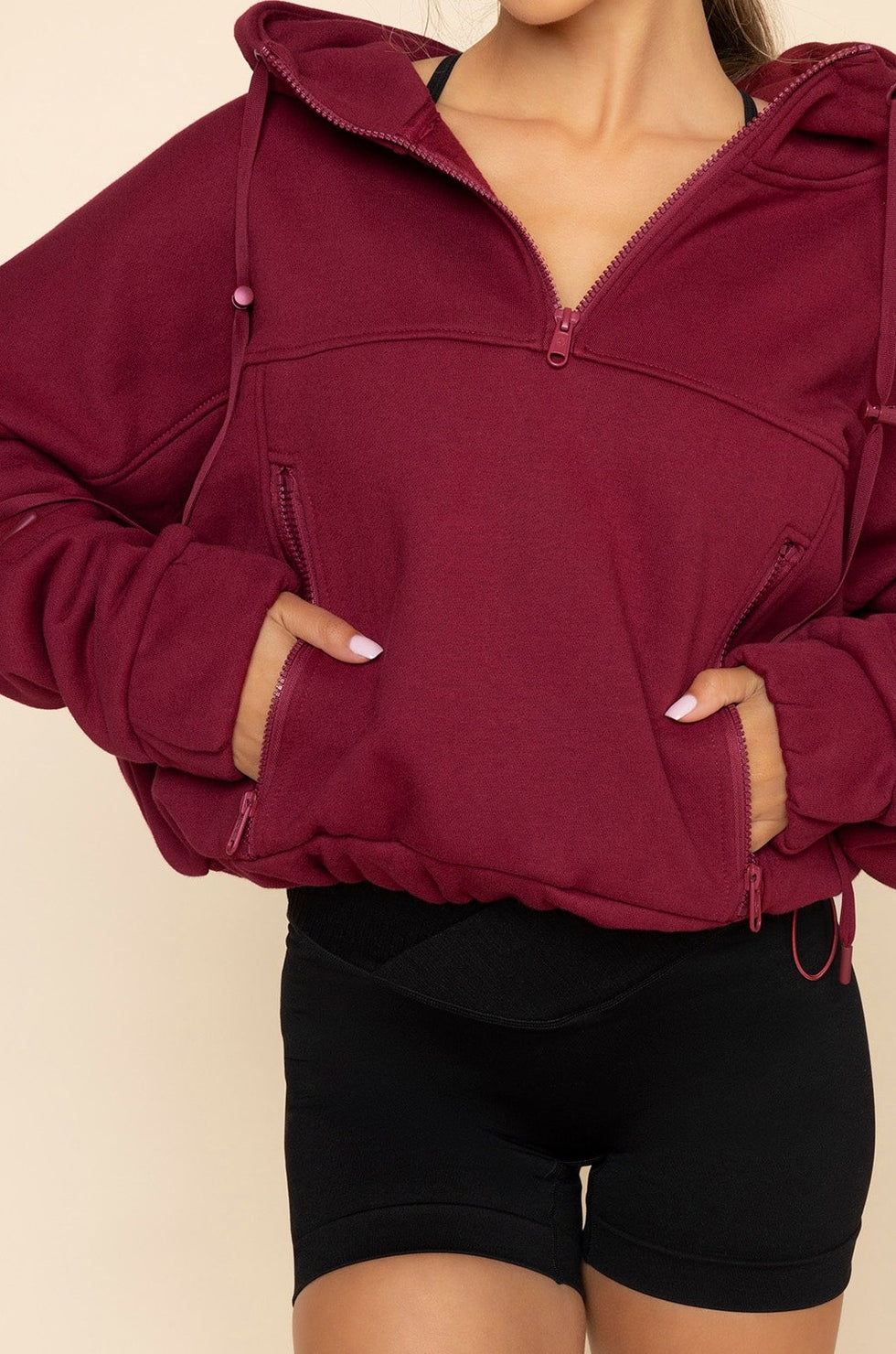 Half Zip Warm Up Hoodie - Crimson – POPFLEX®