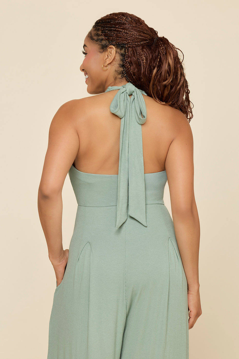 Halter Go with the Flow Jumpsuit - Evening Moss – POPFLEX®