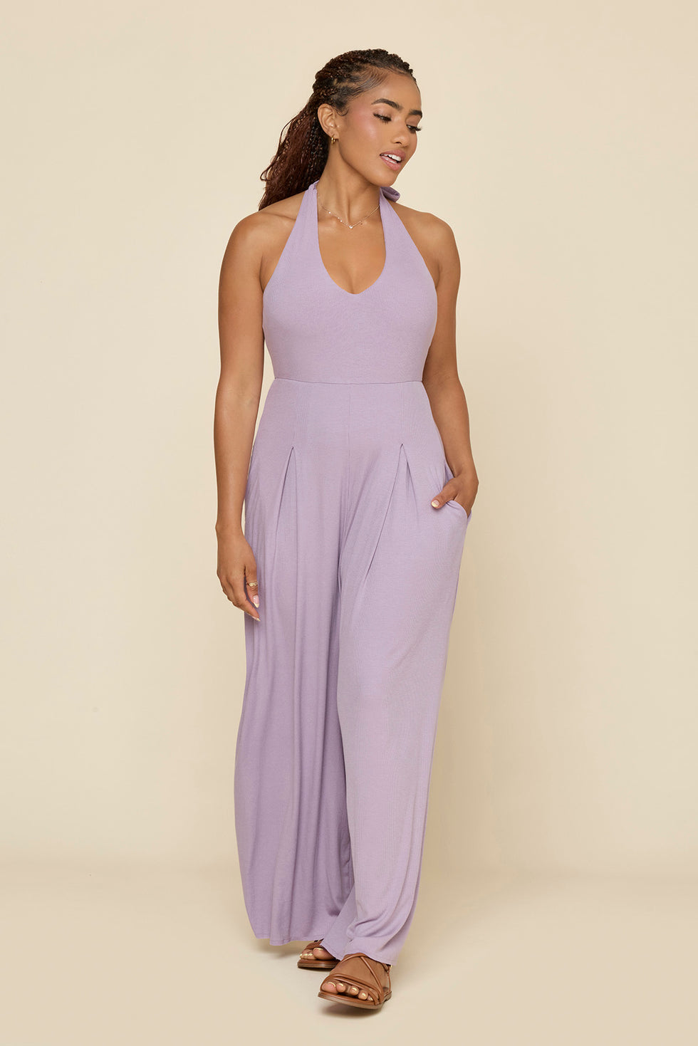 Halter Go with the Flow Jumpsuit - Lavender Haze – POPFLEX®