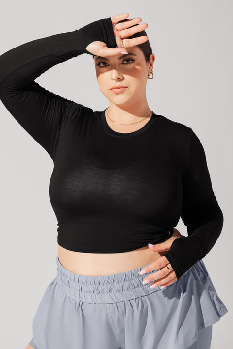 Bow Back Reversible Long Sleeve Top - Black – POPFLEX®