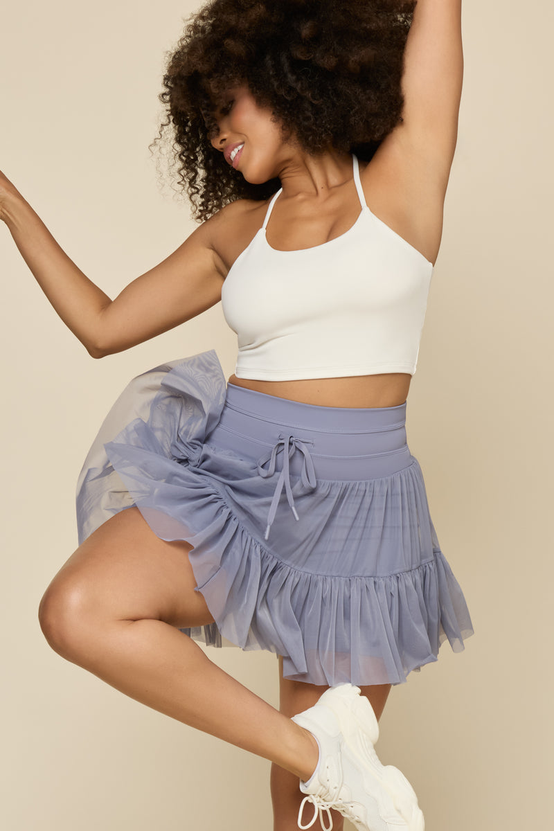 Pirouette Skort (Longer) - Blue Mist – POPFLEX®