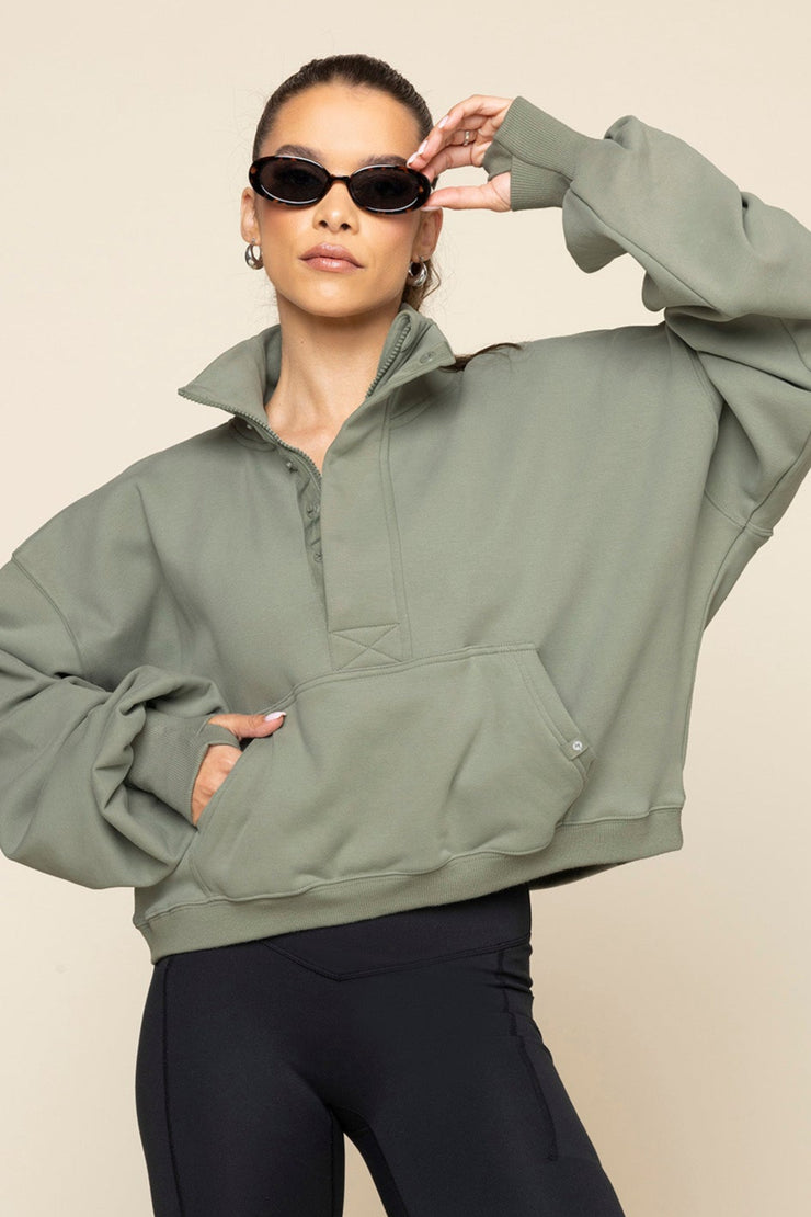 Ooey Gooey Crop Half Zip - Light Sage – POPFLEX®