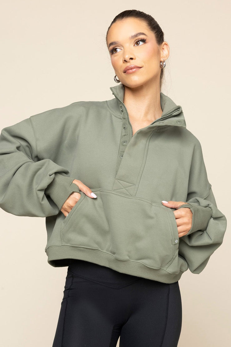 Ooey Gooey Crop Half Zip - Light Sage – POPFLEX®
