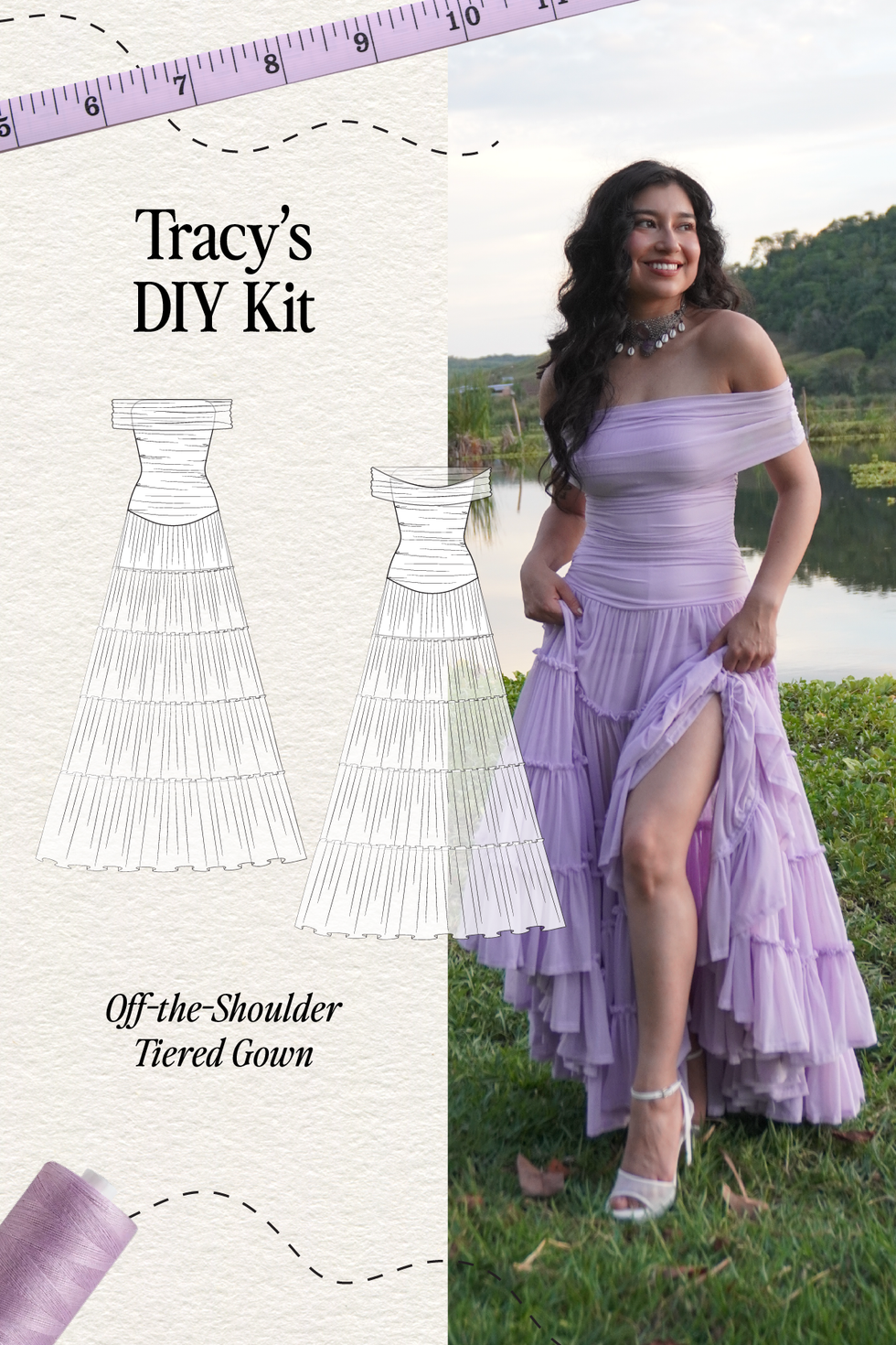 Off-the-Shoulder Tiered Gown by TransformationsbyTracy - DIY Upcycle K ...