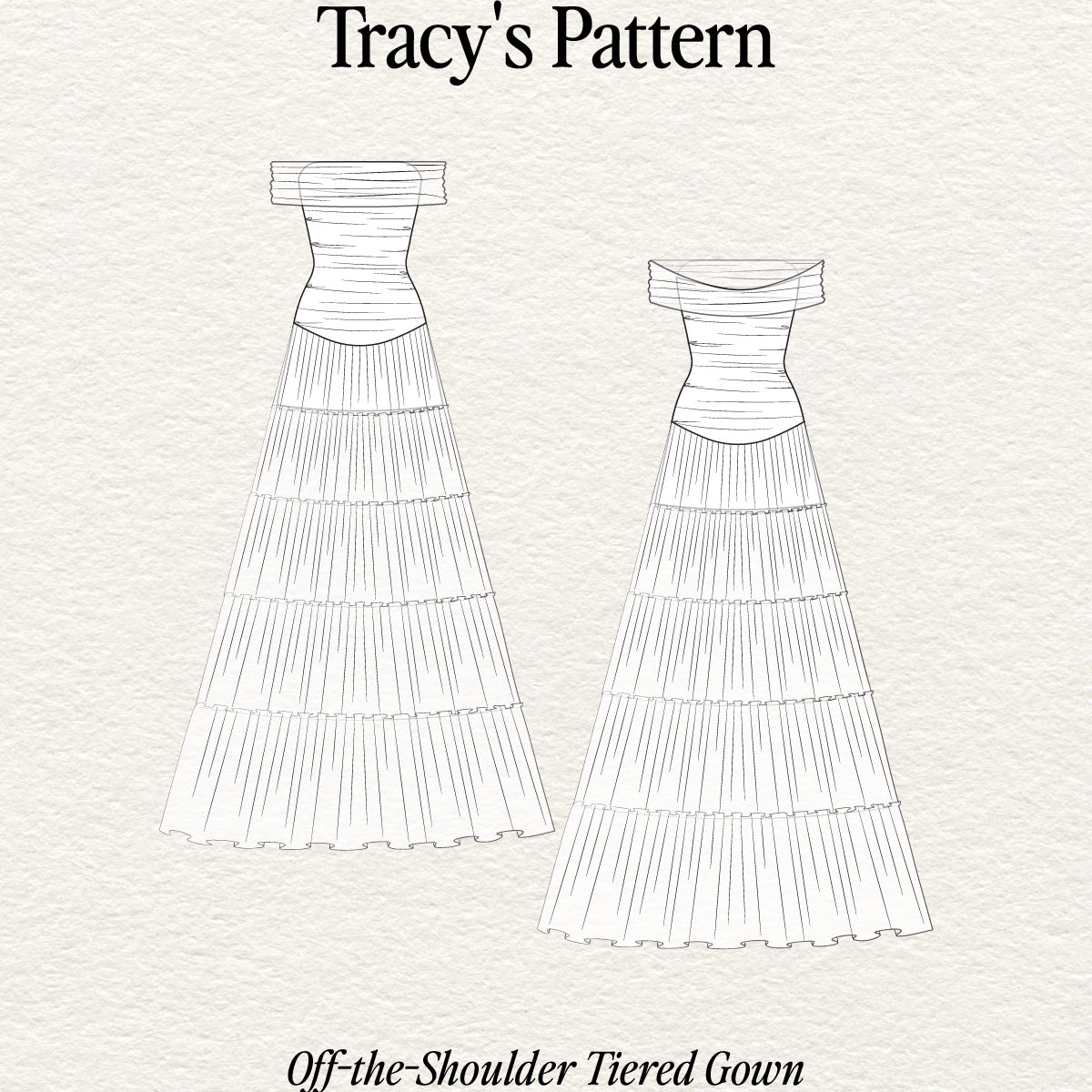 Off-the-Shoulder Tiered Gown by TransformationsbyTracy - Pattern Only ...