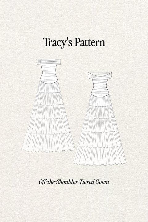 Off the Shoulder Tiered Gown by TransformationsbyTracy - Pattern Only ...