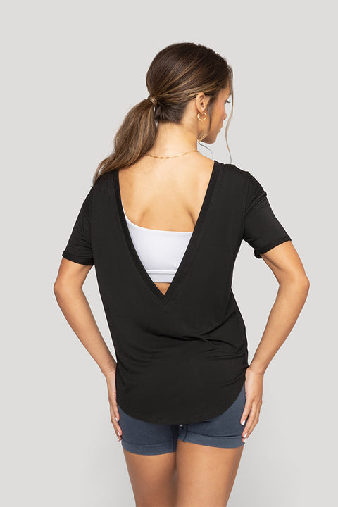 Reversible Deep V Tee - Black – POPFLEX®