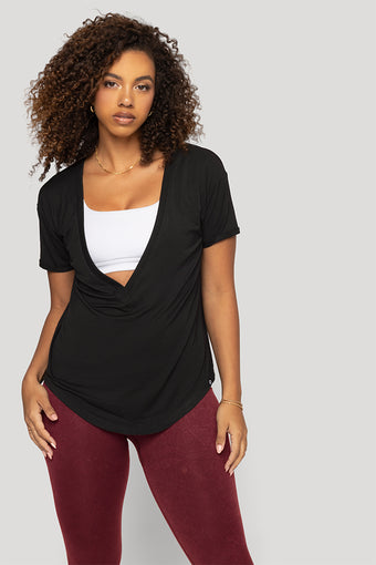 Reversible Deep V Tee - Black – POPFLEX®