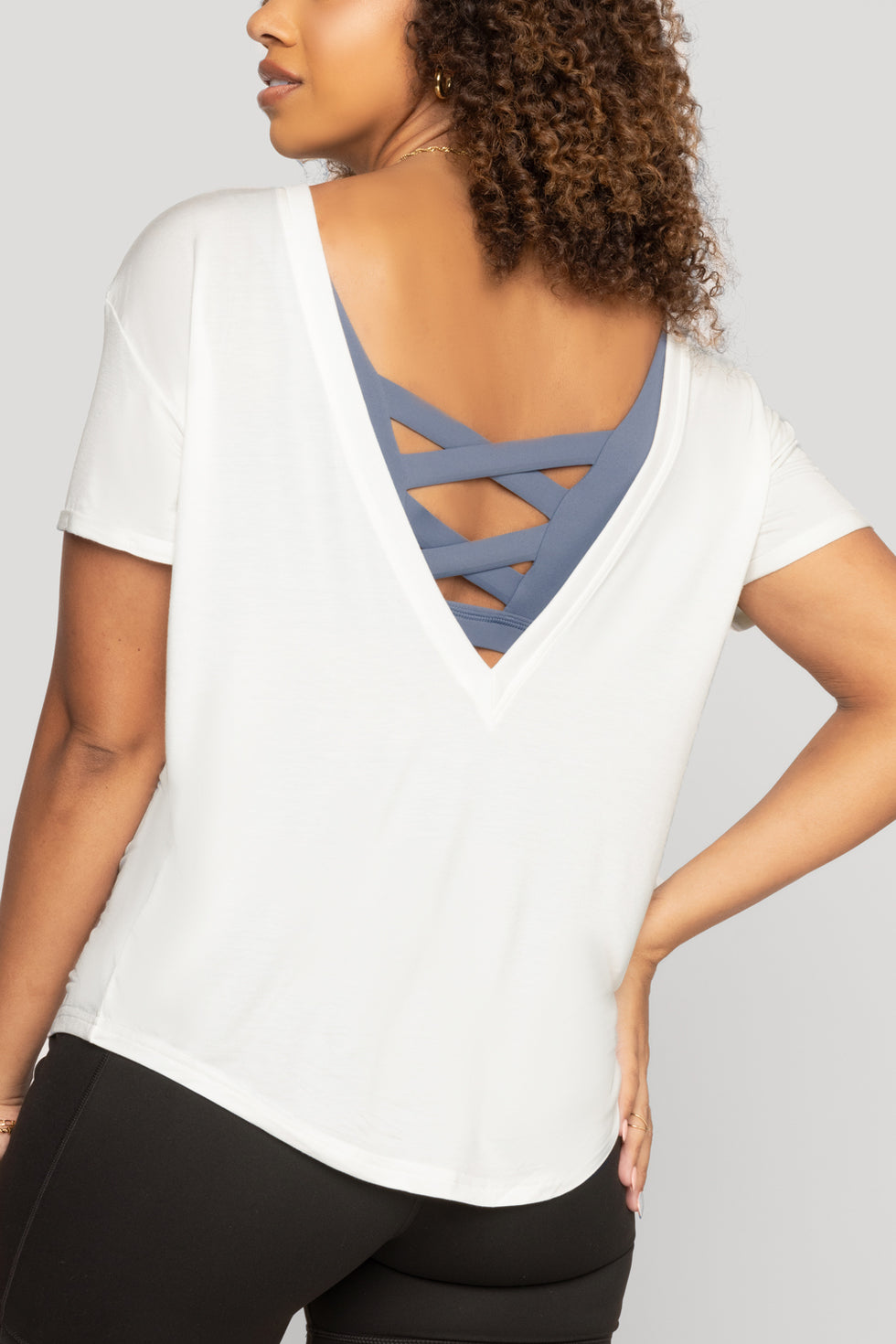 Reversible Deep V Tee - Cream – POPFLEX®