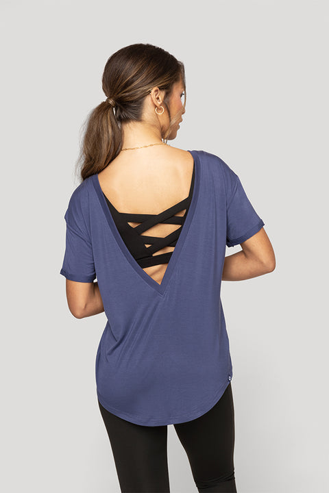 Reversible Deep V Tee - Nightshade Blue – POPFLEX®