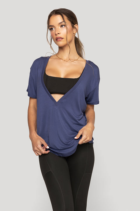Reversible Deep V Tee - Nightshade Blue – POPFLEX®