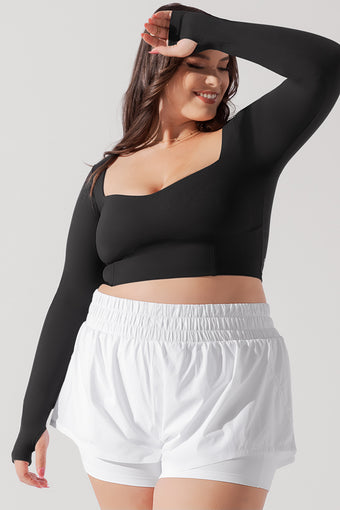 Sweetheart Long Sleeve Crop Top - Black – POPFLEX®