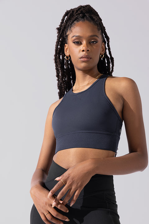 Sweat Sesh Crop Top - Smoky Navy – POPFLEX®