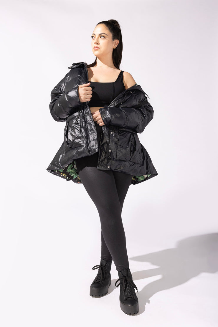 Pearl Peplum Puffer Jacket - Black – POPFLEX®
