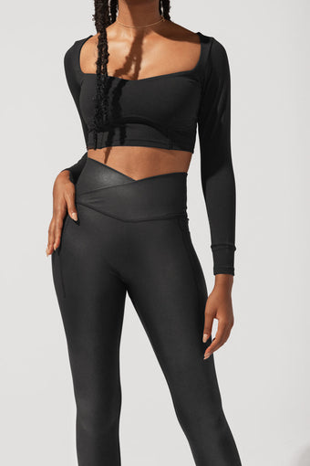 Sweetheart Long Sleeve Crop Top - Black – POPFLEX®
