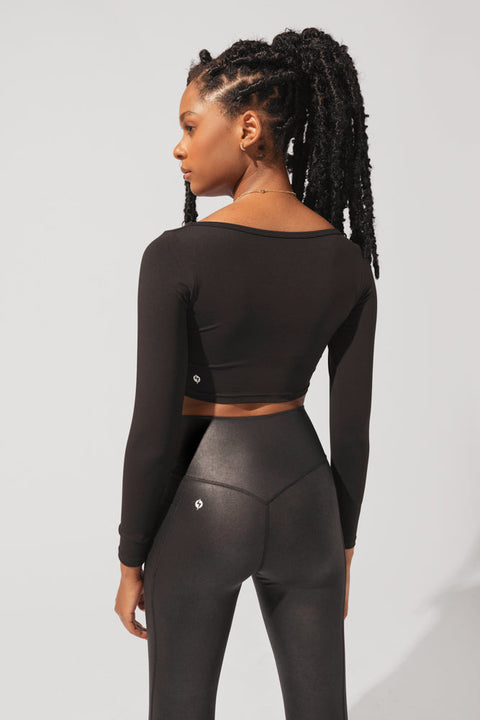 Sweetheart Long Sleeve Crop Top - Black – POPFLEX®